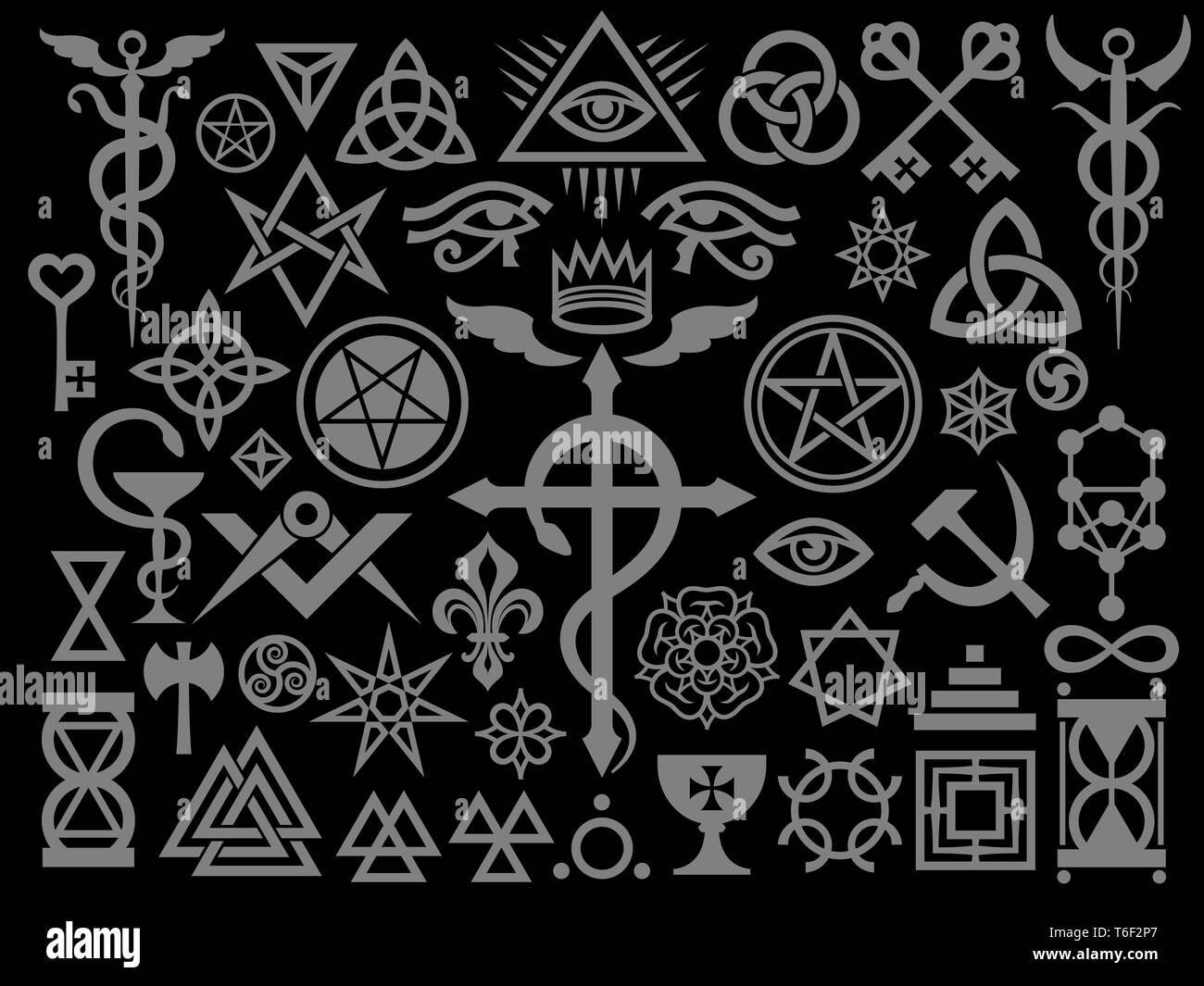 Medieval Occult Signs And Magic Stamps (Silver Black Edition Stock ...