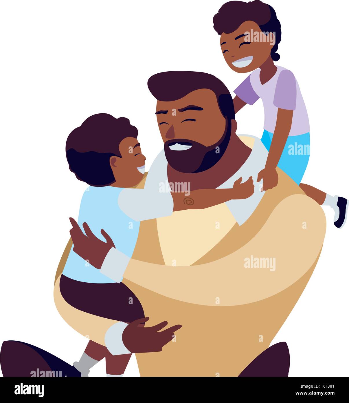 afro father with sons characters vector illustration design Stock ...