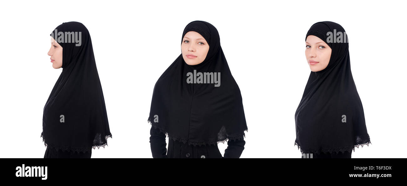Woman with muslim burqa isolated on white Stock Photo - Alamy