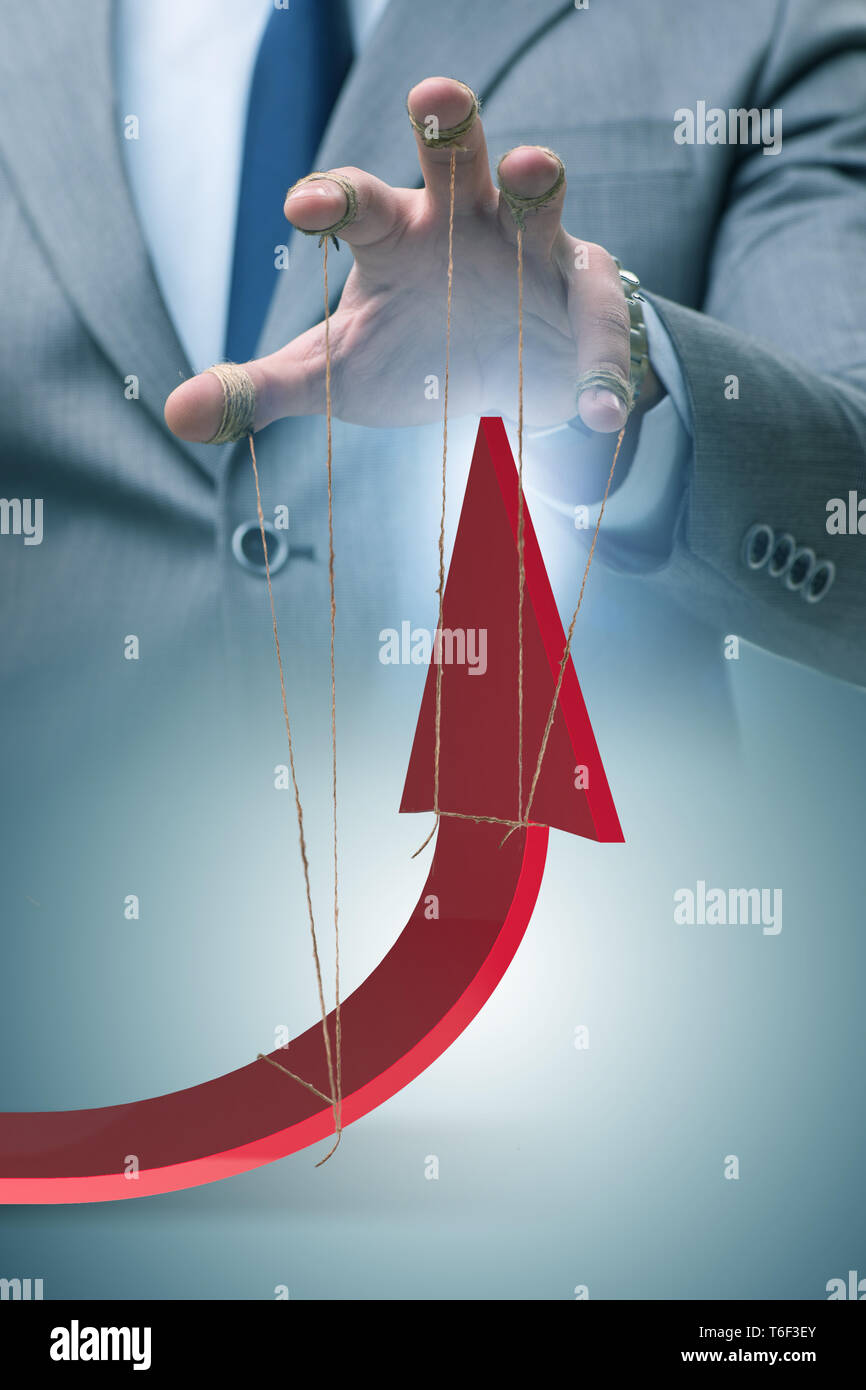 Hand supporting the growth chart line Stock Photo - Alamy