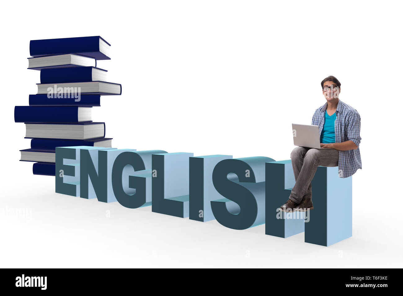 Learning foreign man computer Cut Out Stock Images & Pictures - Alamy