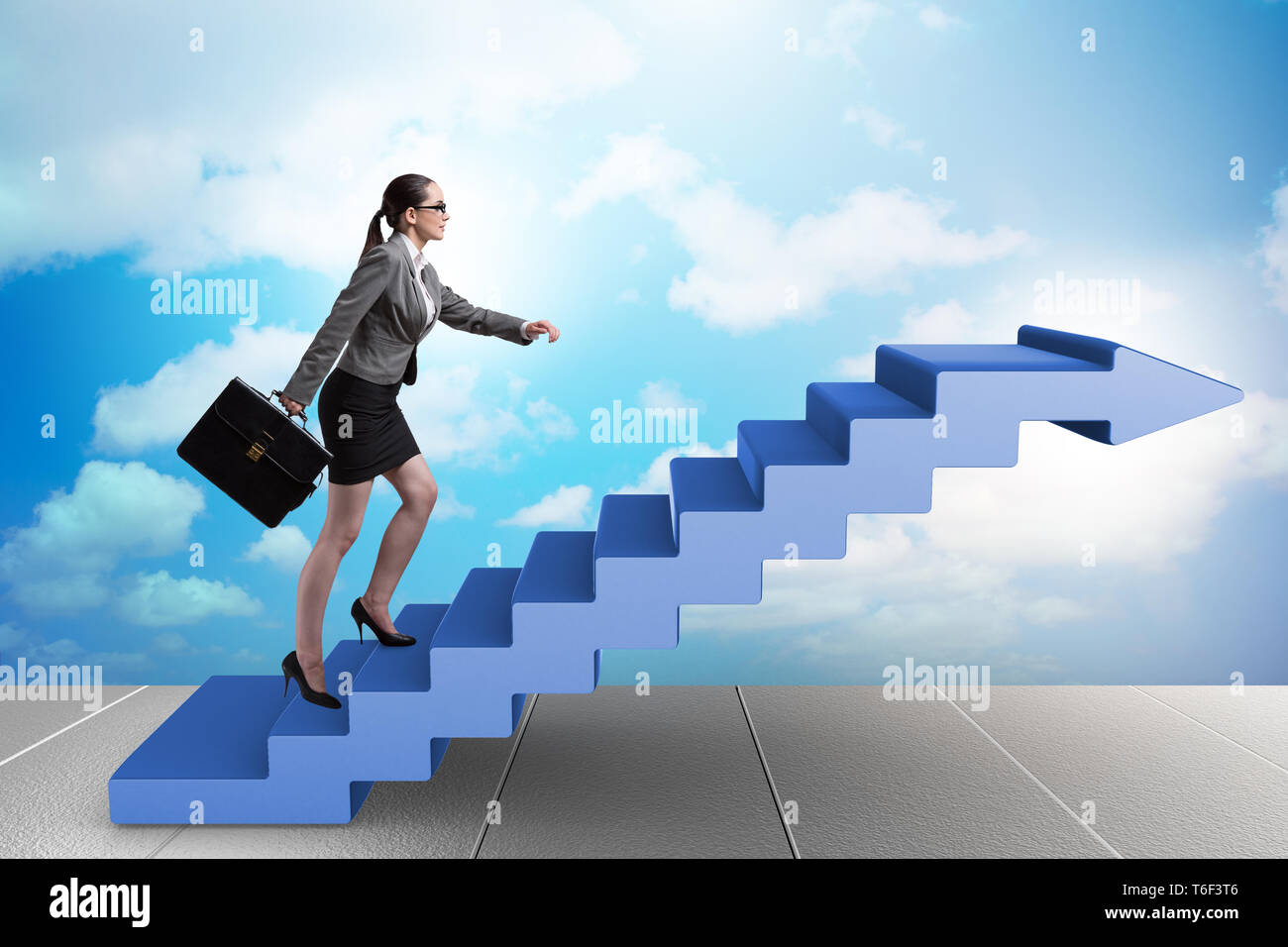 Successful businesswoman top career ladder hi-res stock photography and ...