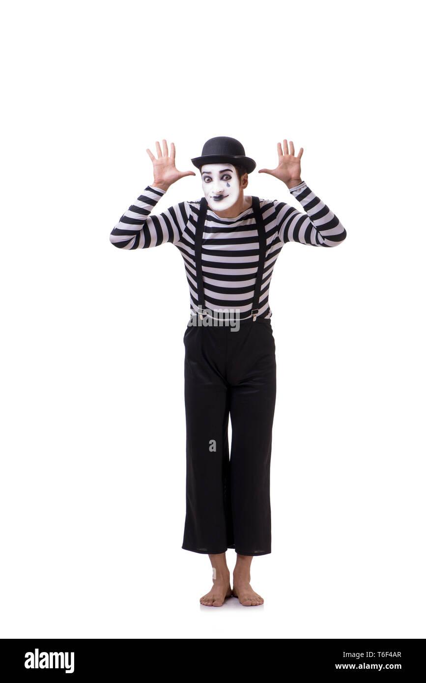 Young mime isolated on white background Stock Photo - Alamy