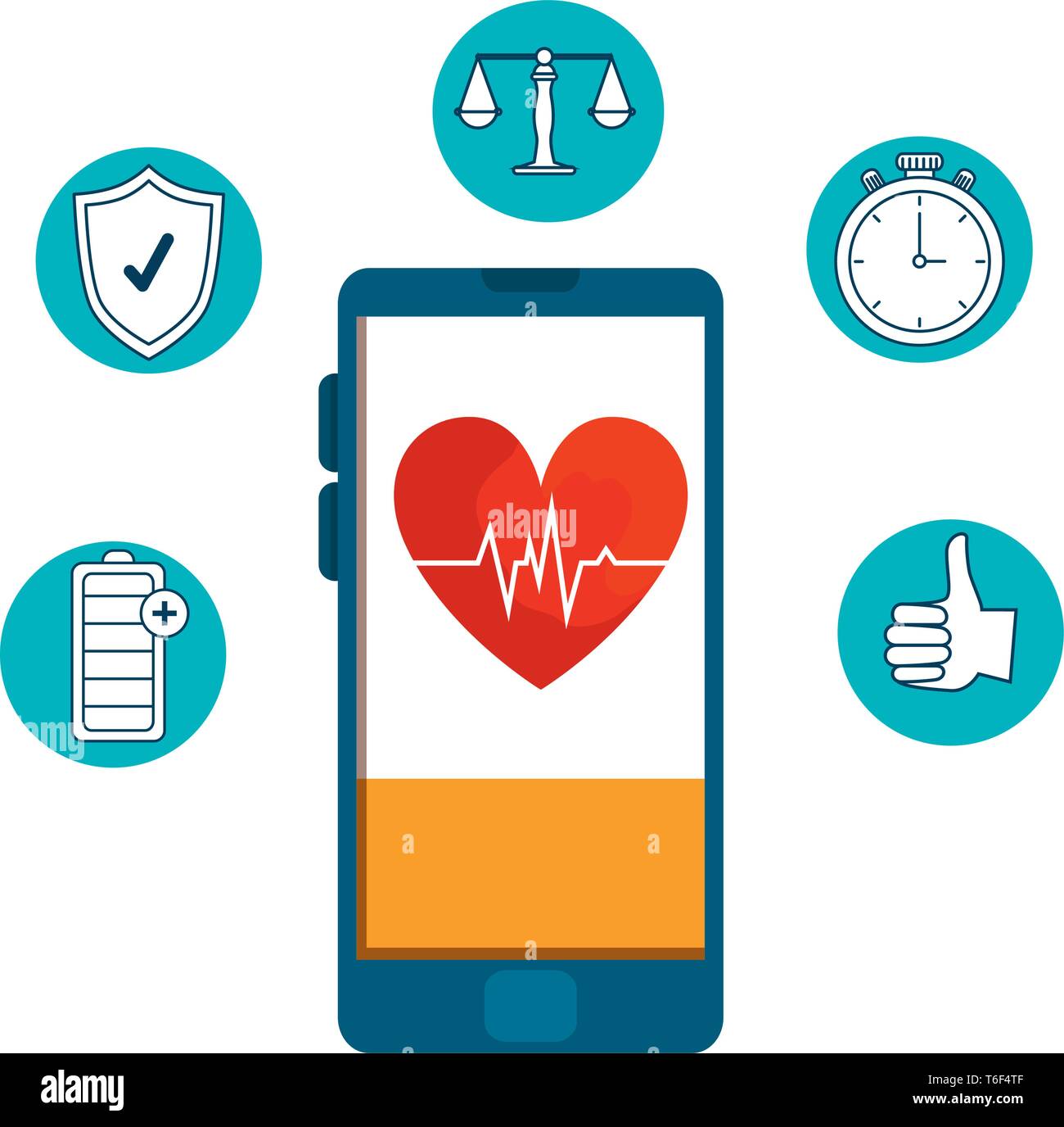 smartphone with heart cardio and health icons Stock Vector Image & Art ...