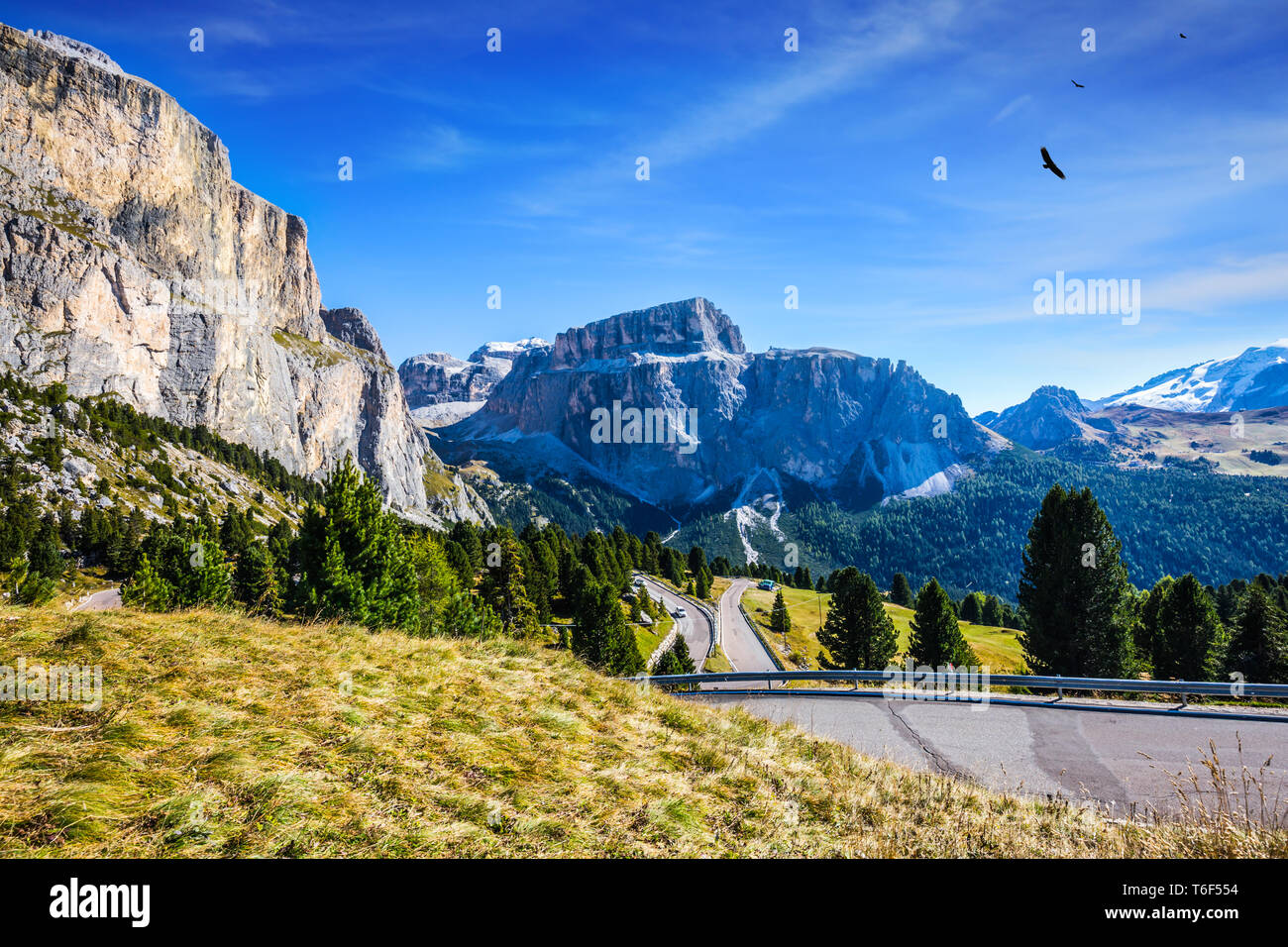 Picturesque road through the Sella Pass Stock Photo - Alamy