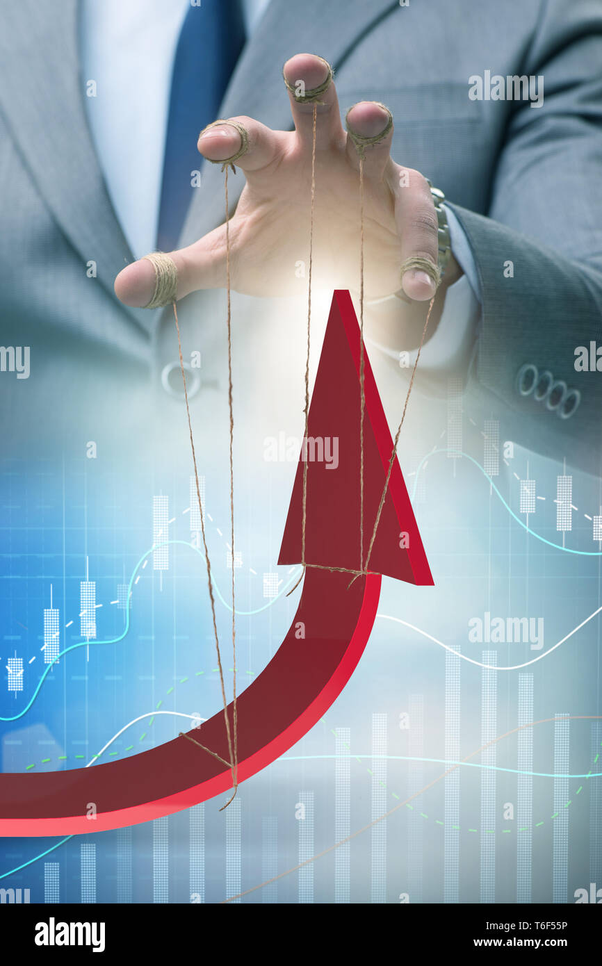 Hand supporting the growth chart line Stock Photo - Alamy