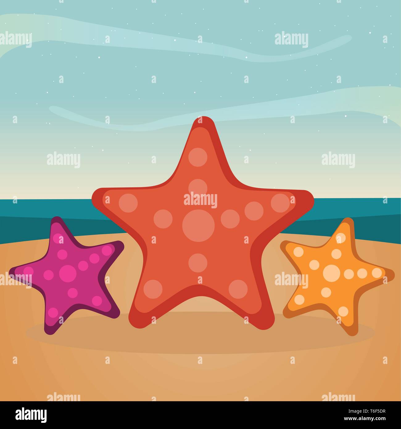starfish on the beach for summer concept vector illustration Stock ...