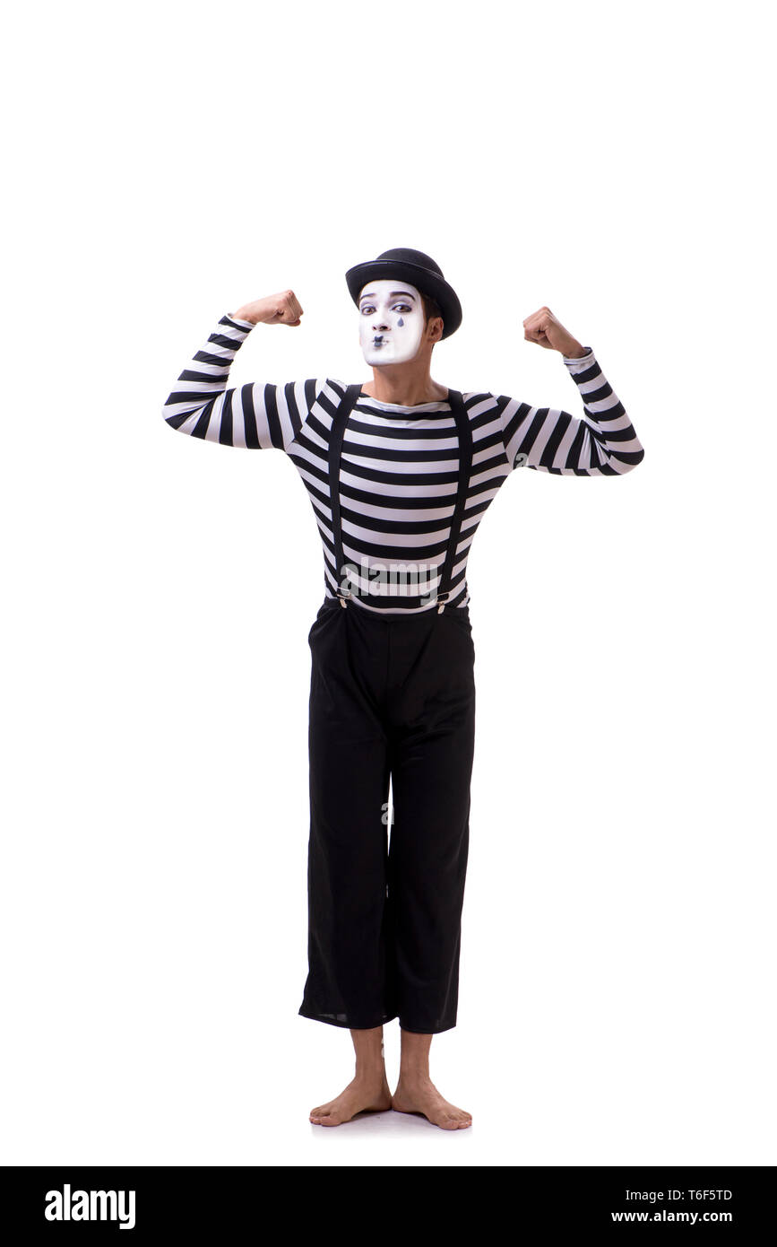 Young mime isolated on white background Stock Photo - Alamy