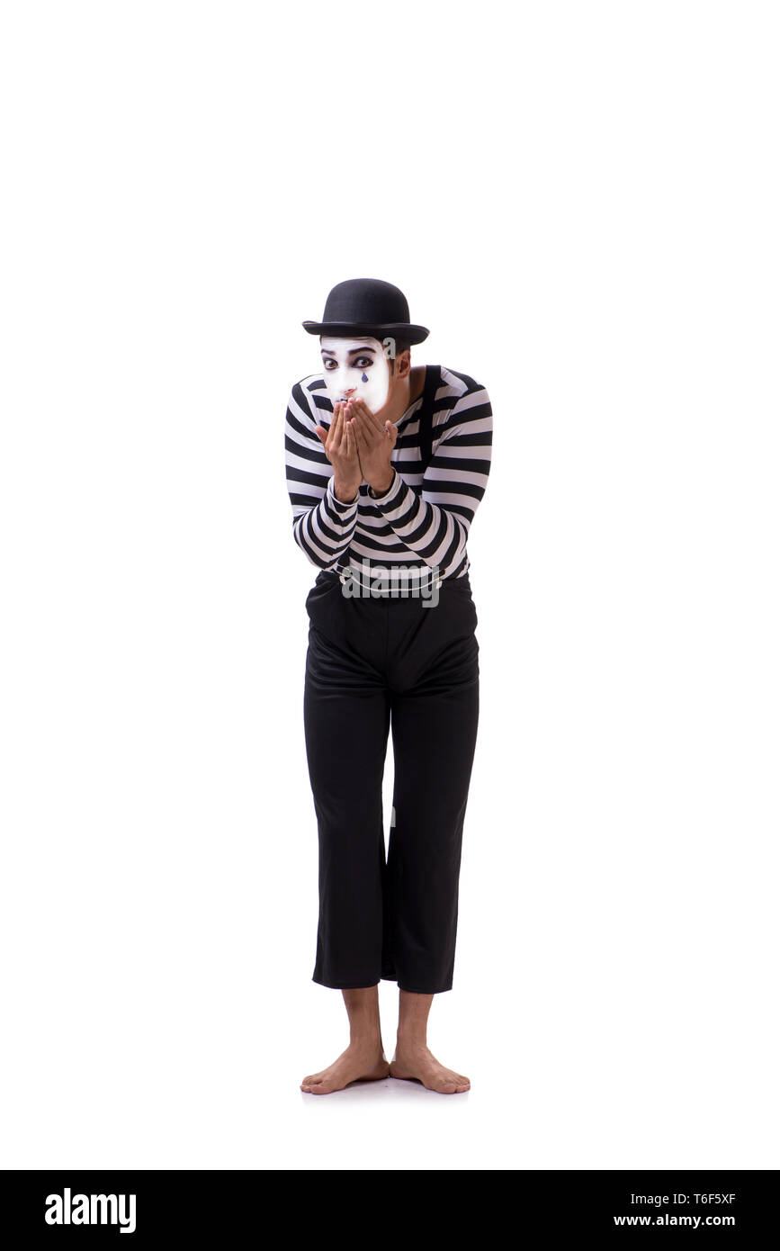 Young mime isolated on white background Stock Photo - Alamy