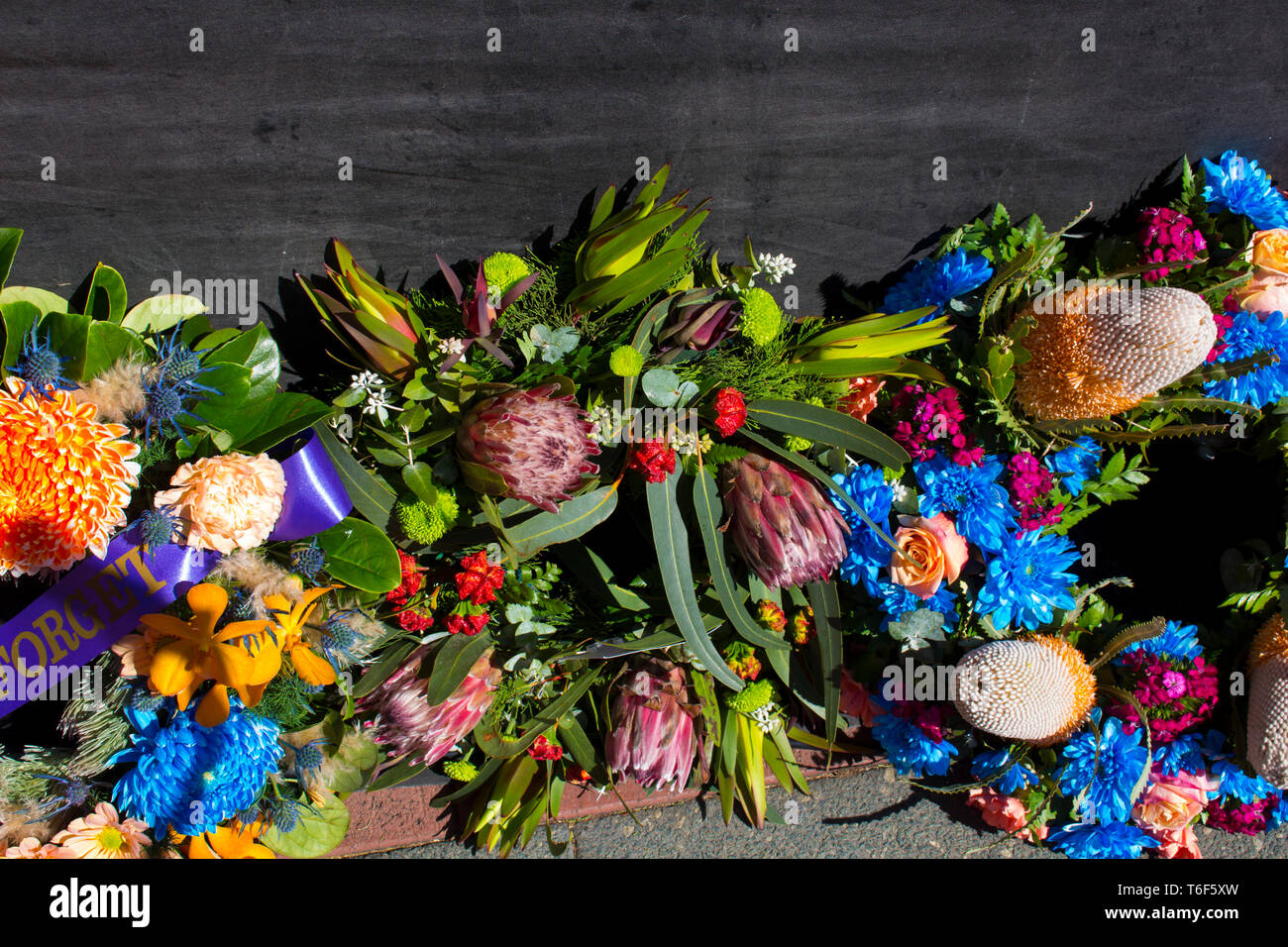 Colorful floral wreaths for Anzac Day holiday memorial celebrations ...