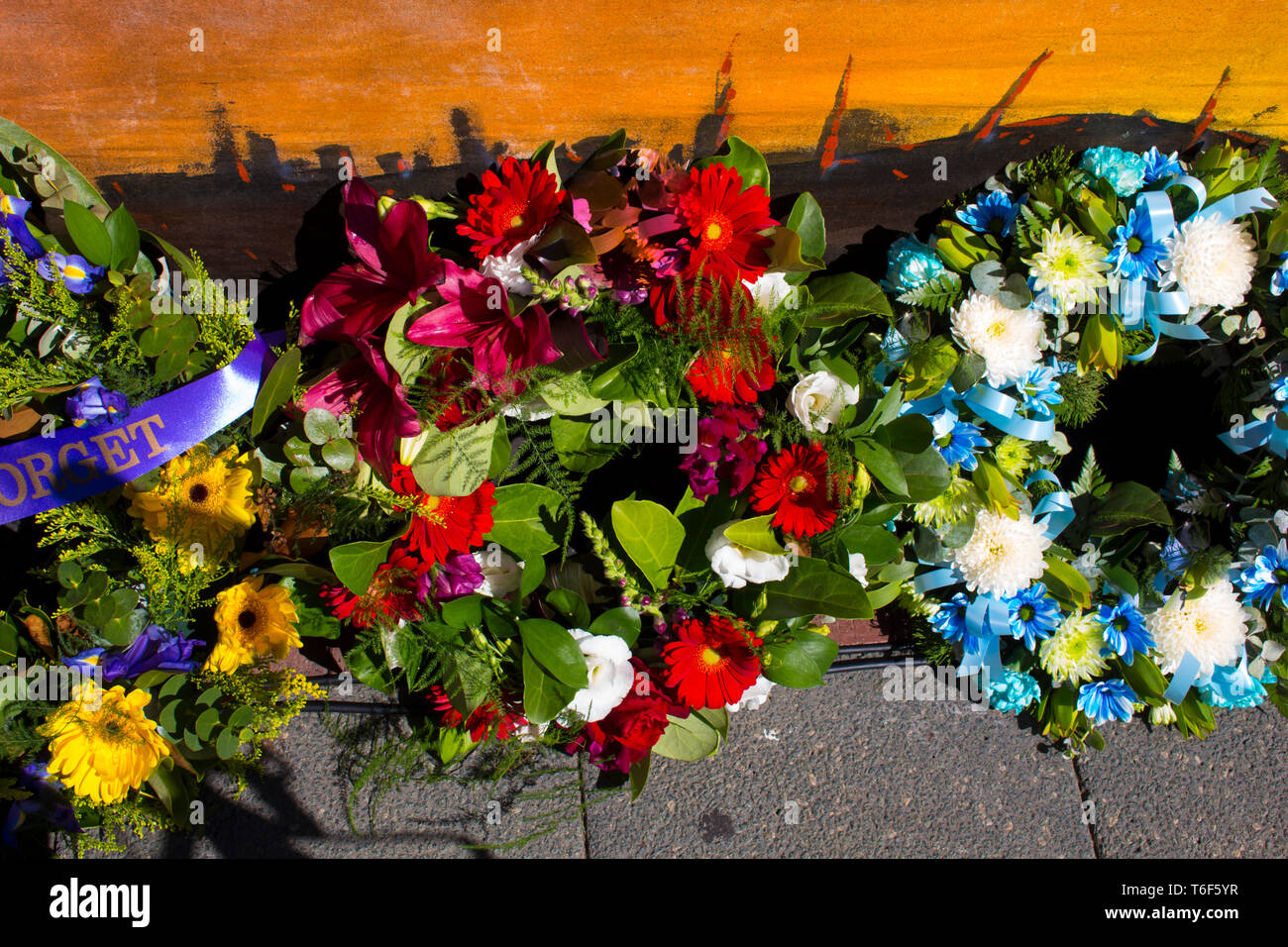 Colorful floral wreaths for Anzac Day holiday memorial celebrations ...