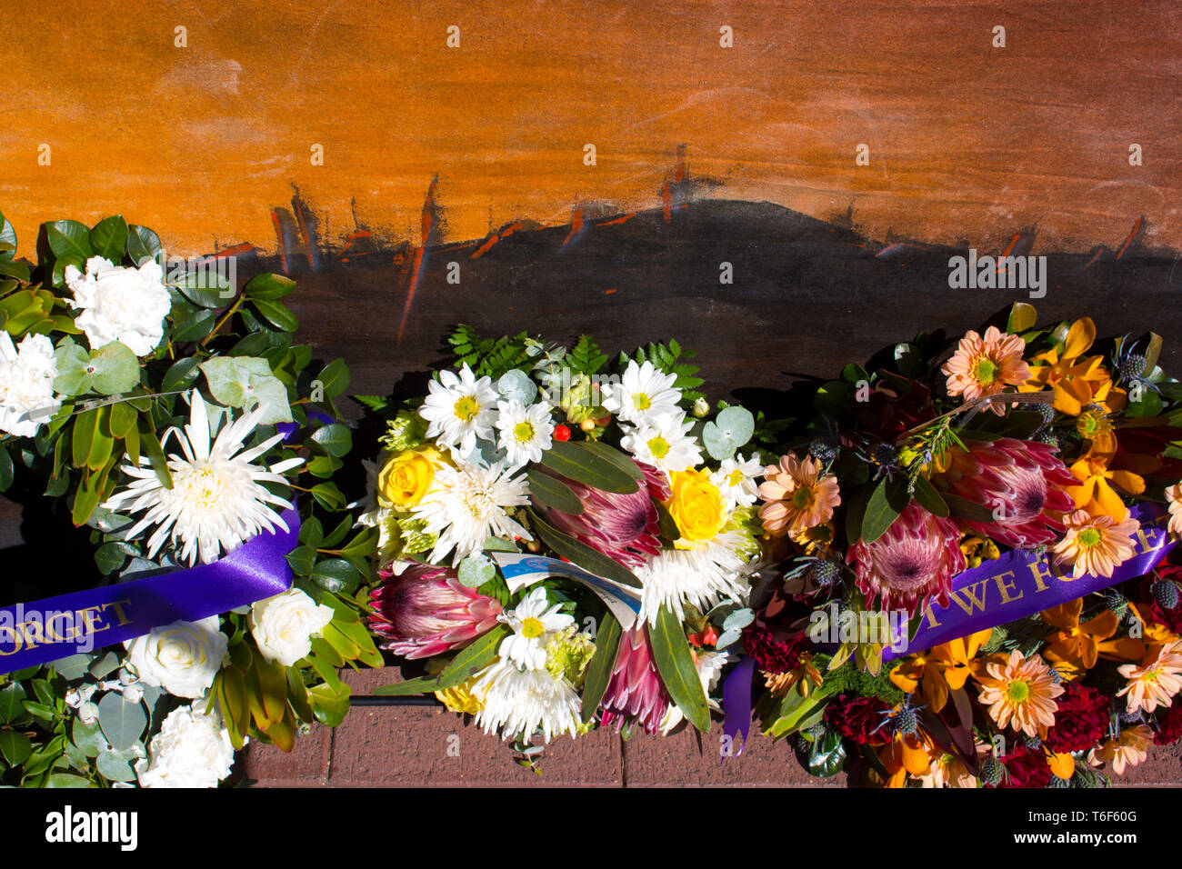 Colorful floral wreaths for Anzac Day holiday memorial celebrations ...