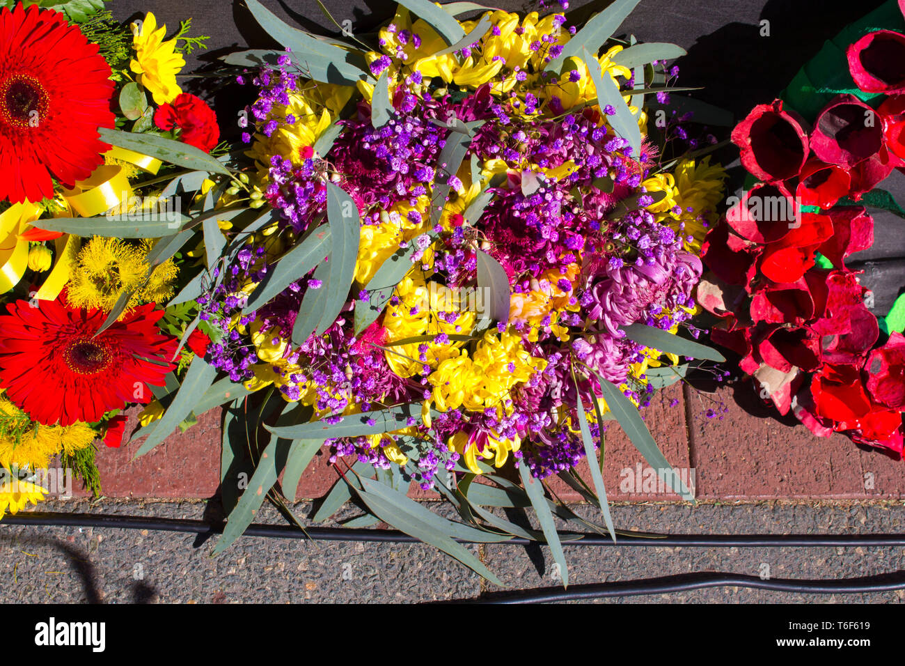Colorful floral wreaths for Anzac Day holiday memorial celebrations ...