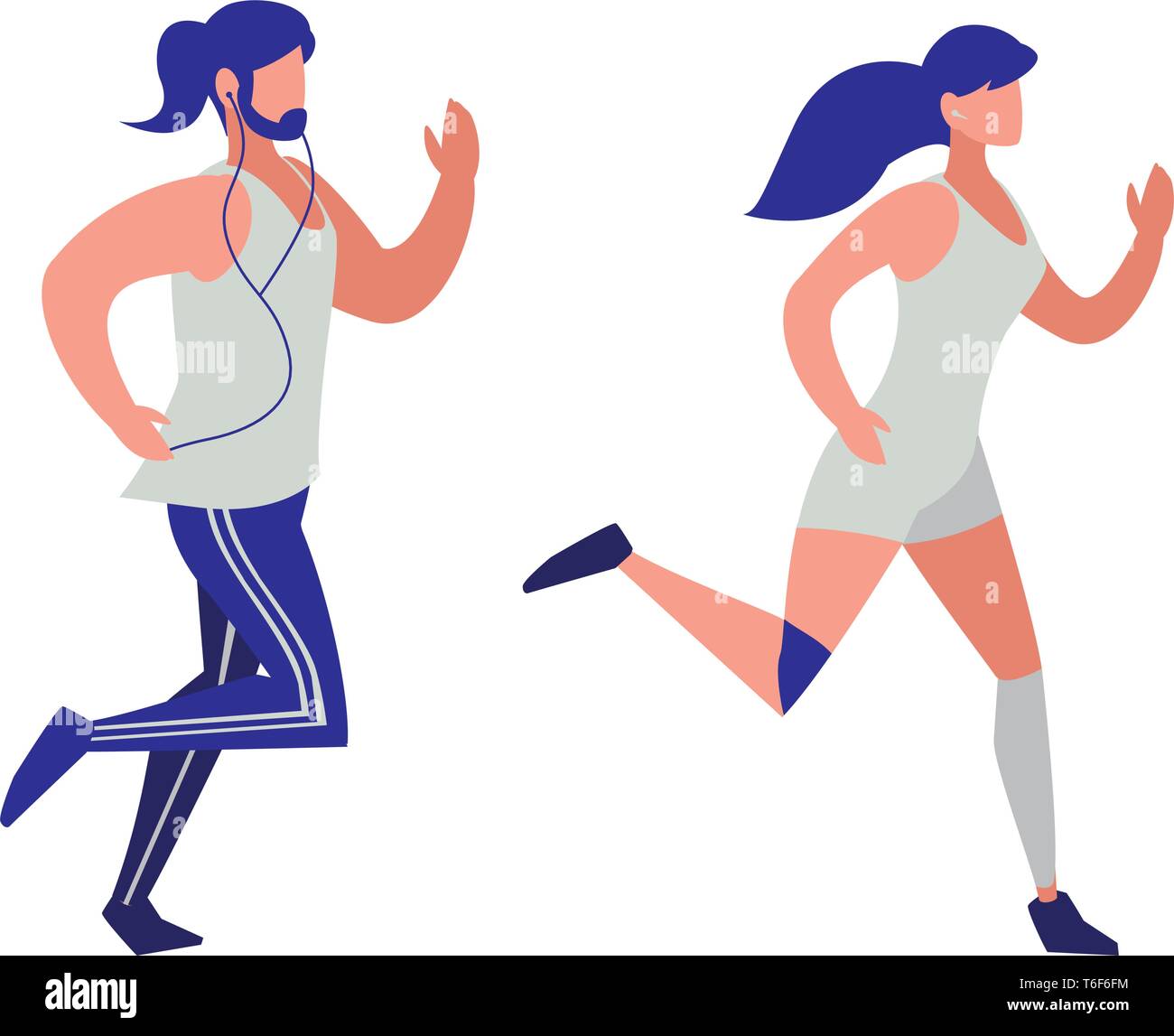 athletics couple running characters vector illustration design Stock ...