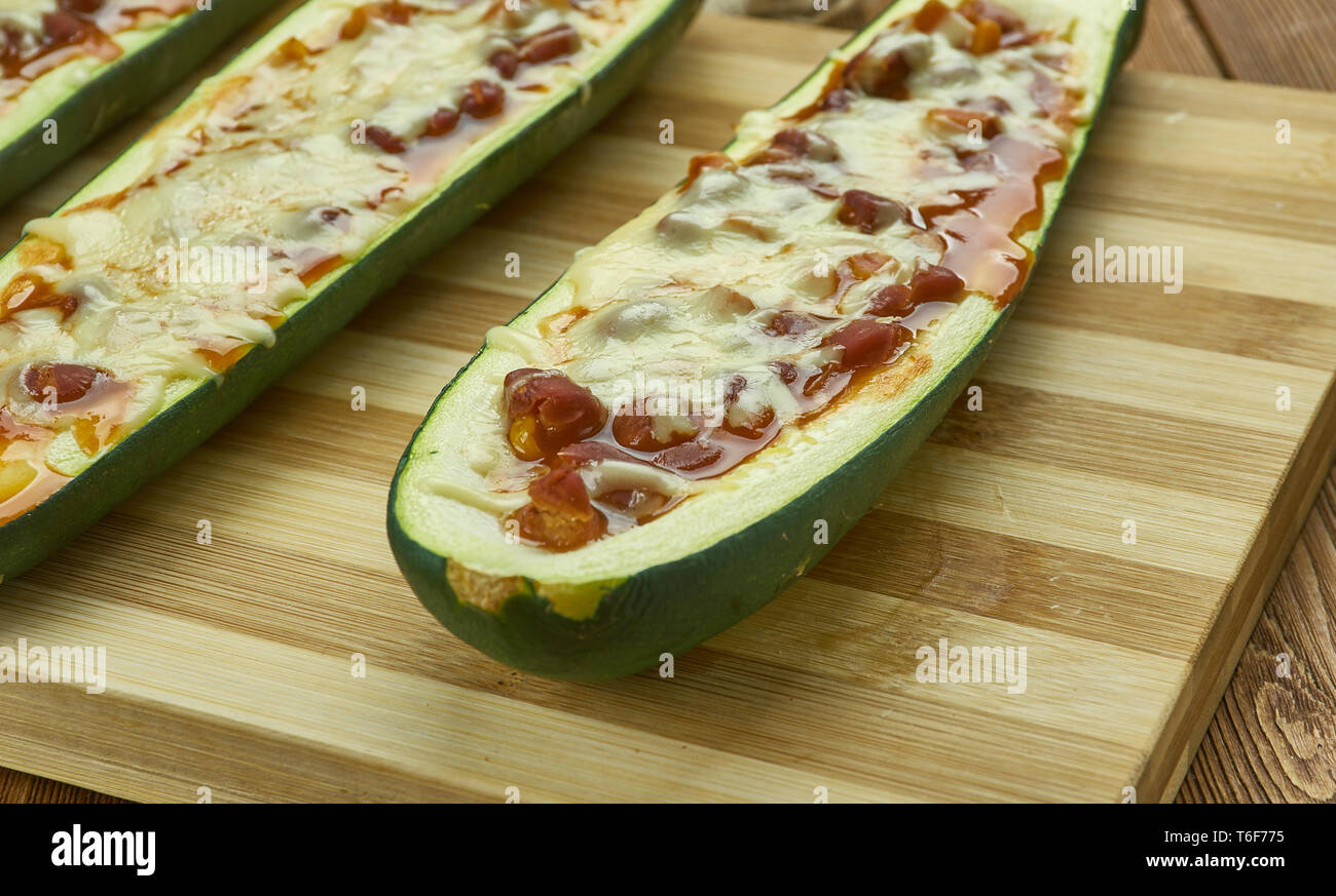 Mexican Zucchini Burrito Boats Stock Photo - Alamy