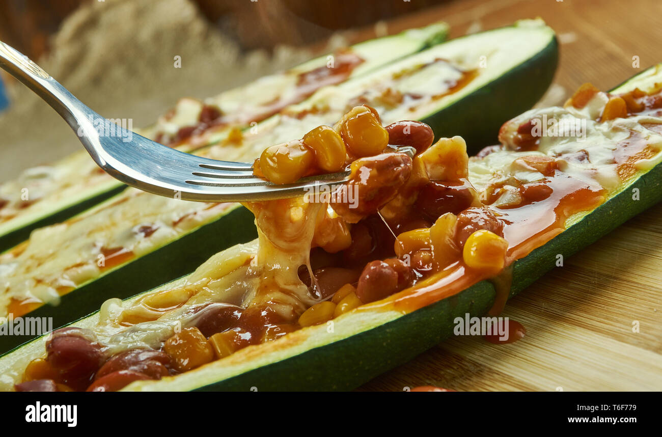 Mexican Zucchini Burrito Boats Stock Photo - Alamy