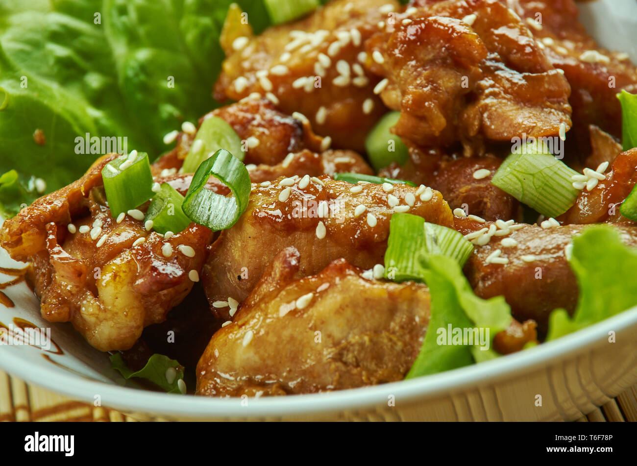 Honey Garlic Baked Pork Bites Stock Photo - Alamy