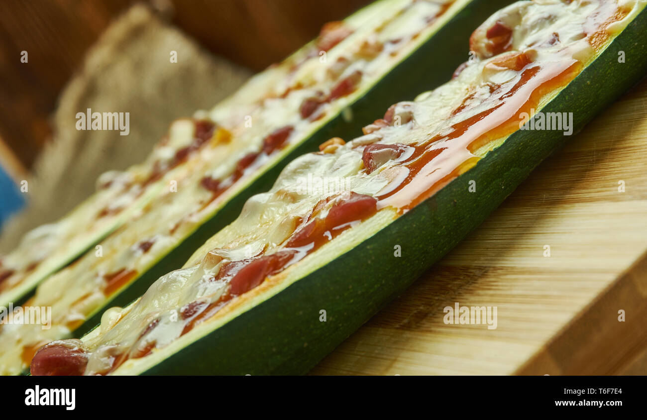 Mexican Zucchini Burrito Boats Stock Photo - Alamy