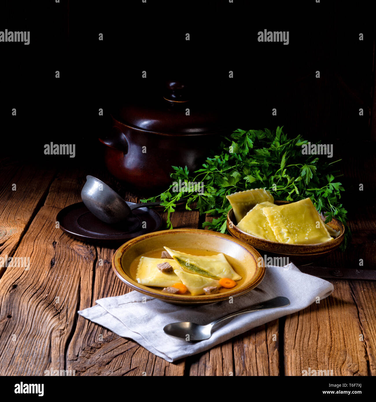 Delicious Swabian original! Maultaschen with traditional filling Stock ...