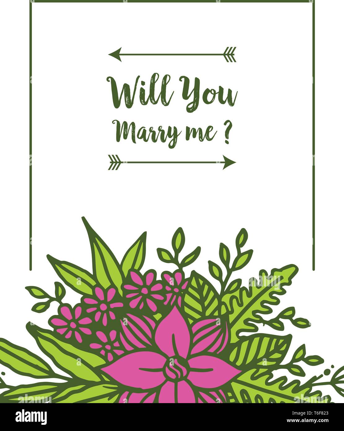 Vector illustration lettering will you marry me with style of green ...