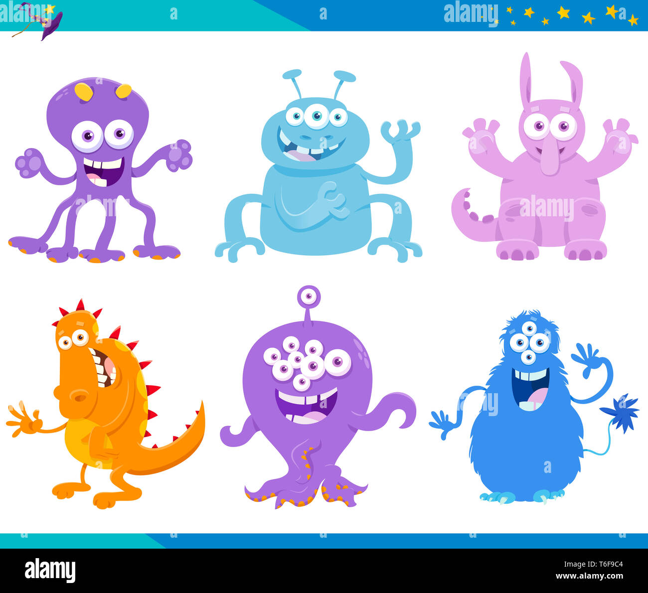 Cartoon Fantasy Monster Characters Set Stock Photo - Alamy