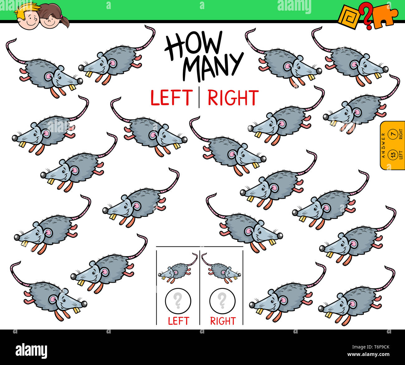 counting left and right picture of mouse educational game Stock Photo ...