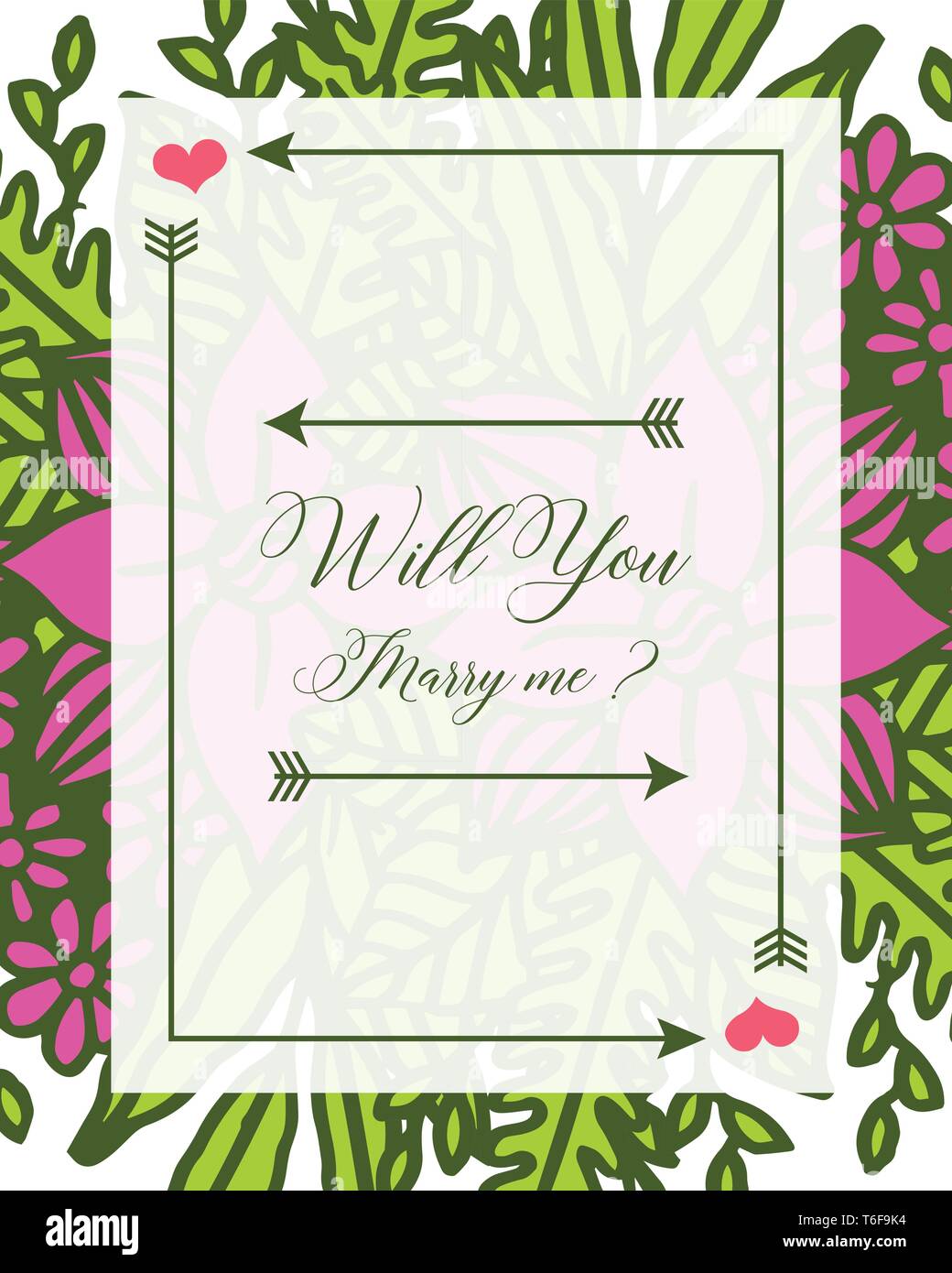 Vector illustration lettering will you marry me with style of green ...