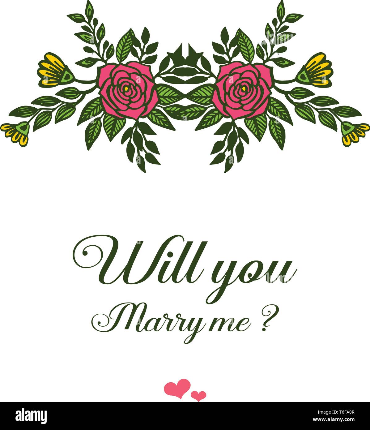 Vector illustration style leaf wreath frame for card will you marry me ...