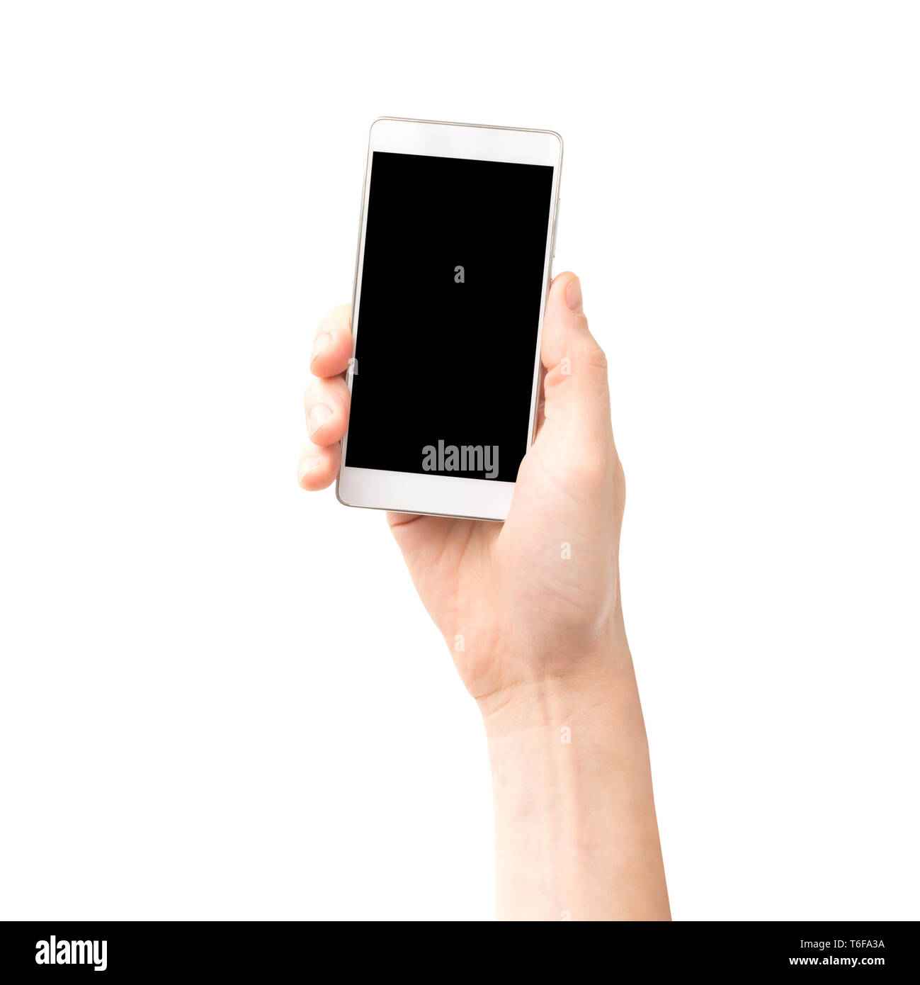 Mockup cellphone woman hand Cut Out Stock Images & Pictures - Alamy