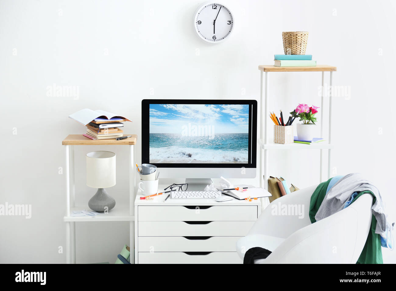 Stylish workplace with modern computer Stock Photo - Alamy