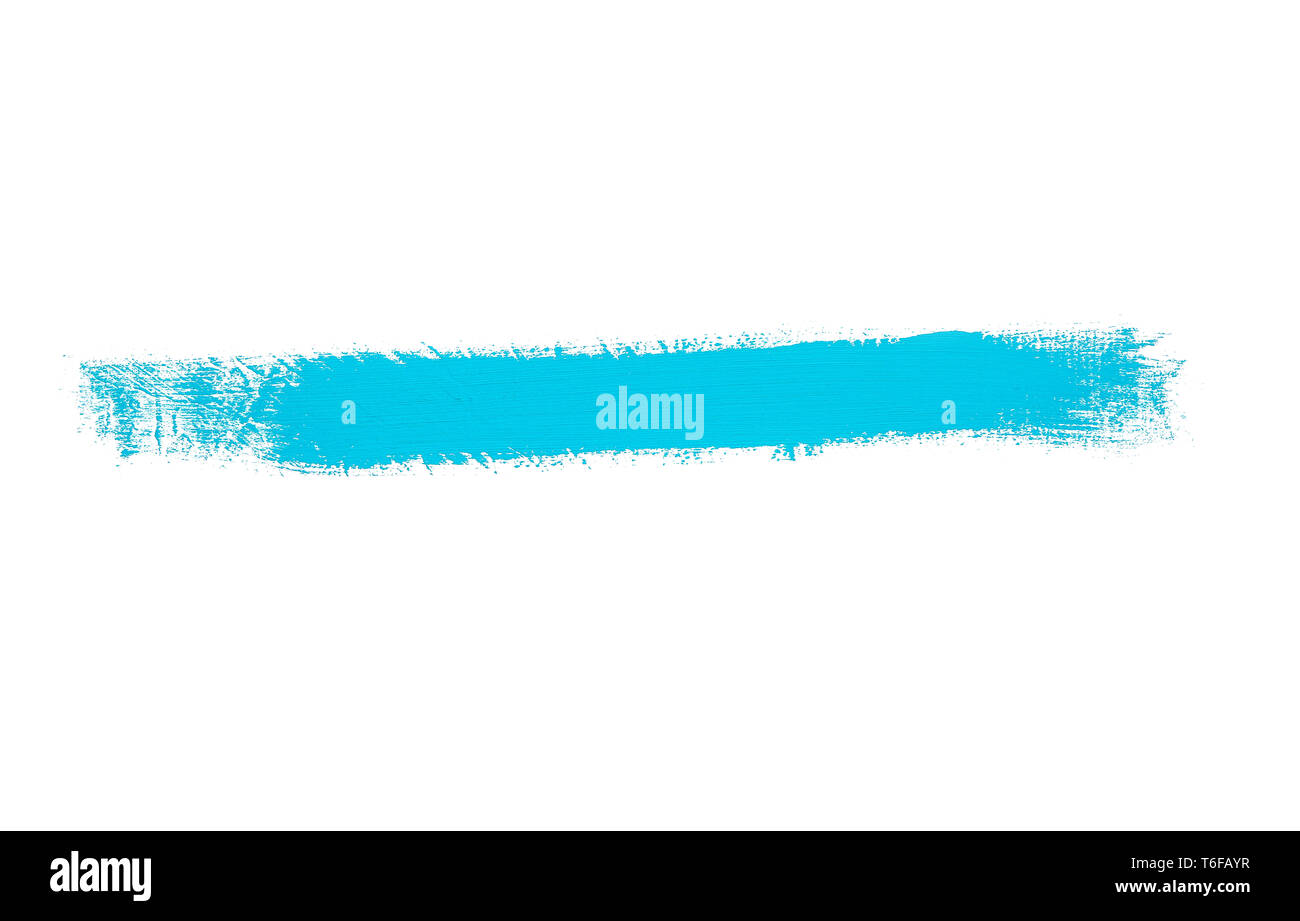 Blue paint brush stroke on white wall Stock Photo - Alamy