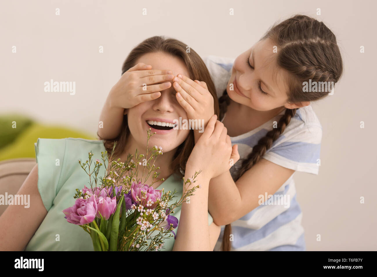 Girl greeting mother hi-res stock photography and images - Alamy