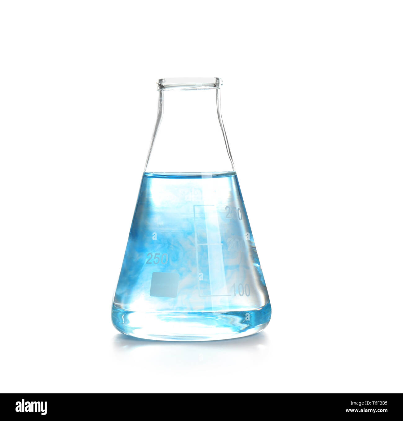Laboratory glassware with liquid on white background Stock Photo - Alamy