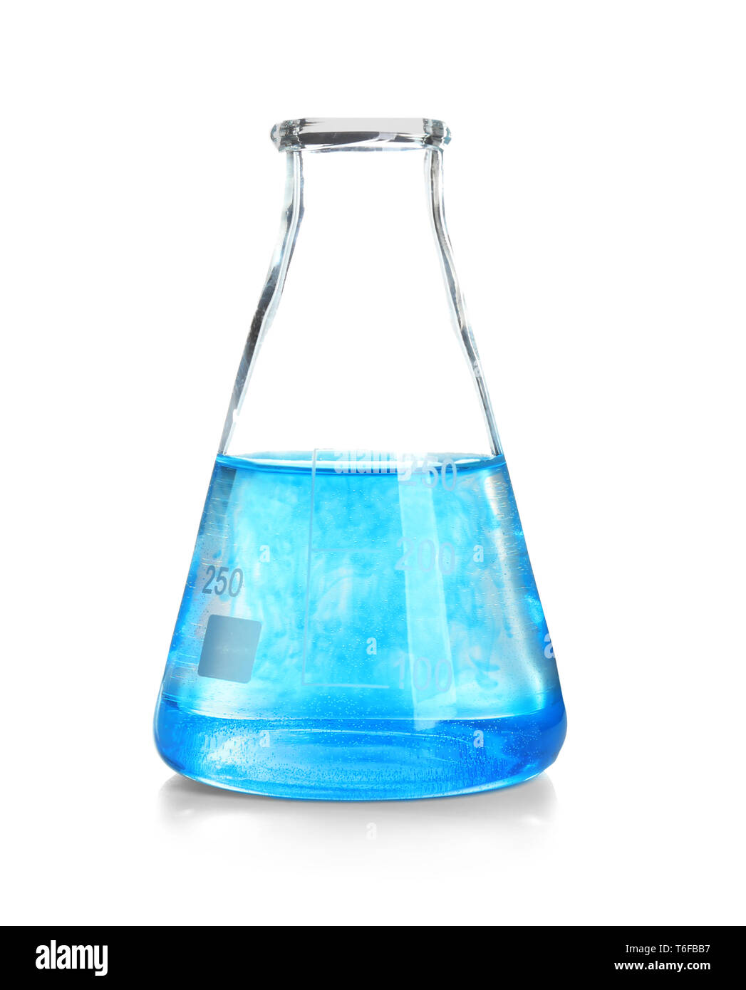 Laboratory glassware with liquid on white background Stock Photo - Alamy
