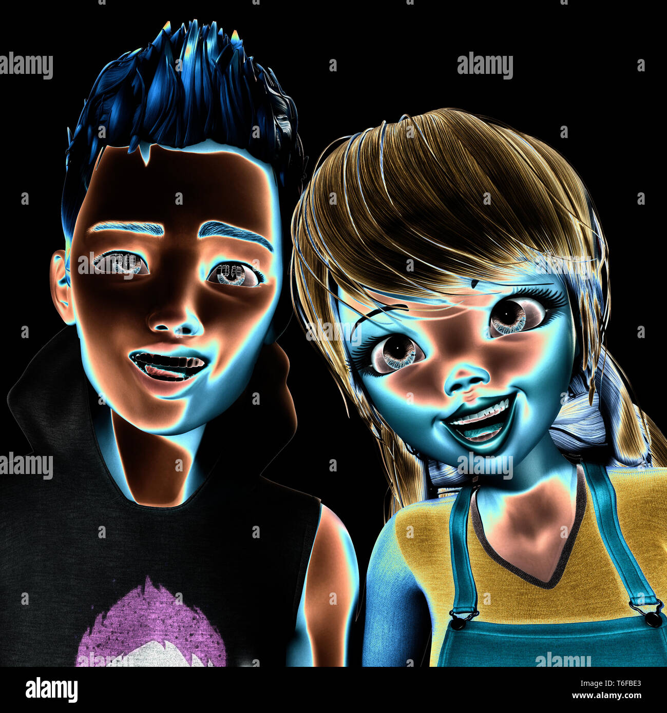 Digital 3D Illustration of Toon Kids Stock Photo - Alamy