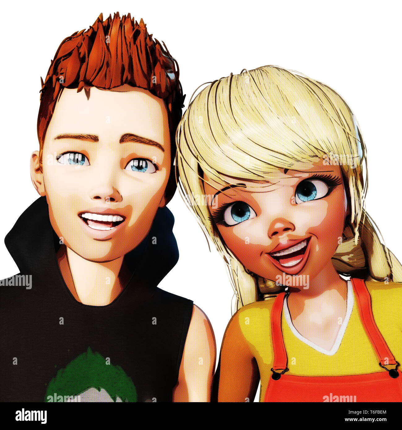 Digital 3D Illustration of Toon Kids Stock Photo - Alamy