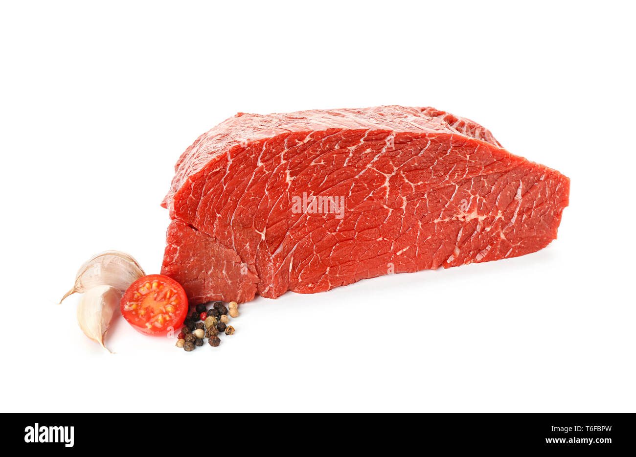 Raw beef tenderloin on white background. Fresh meat products Stock ...