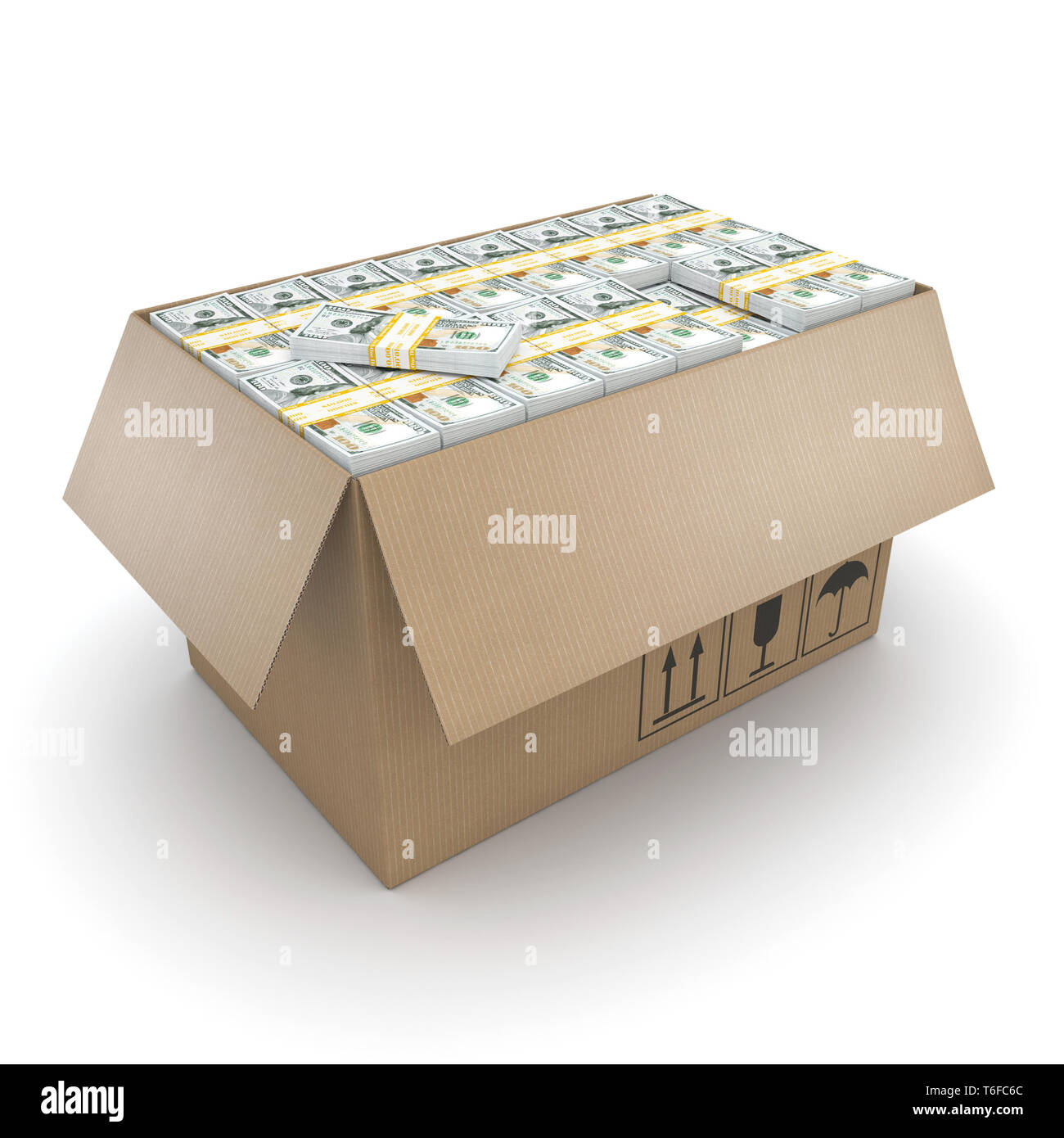 Cardboard box dollars 3d rendering hi-res stock photography and images ...