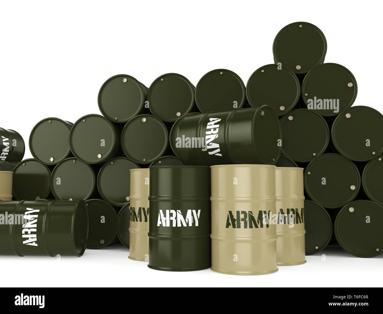 3D rendering army barrels Stock Photo - Alamy