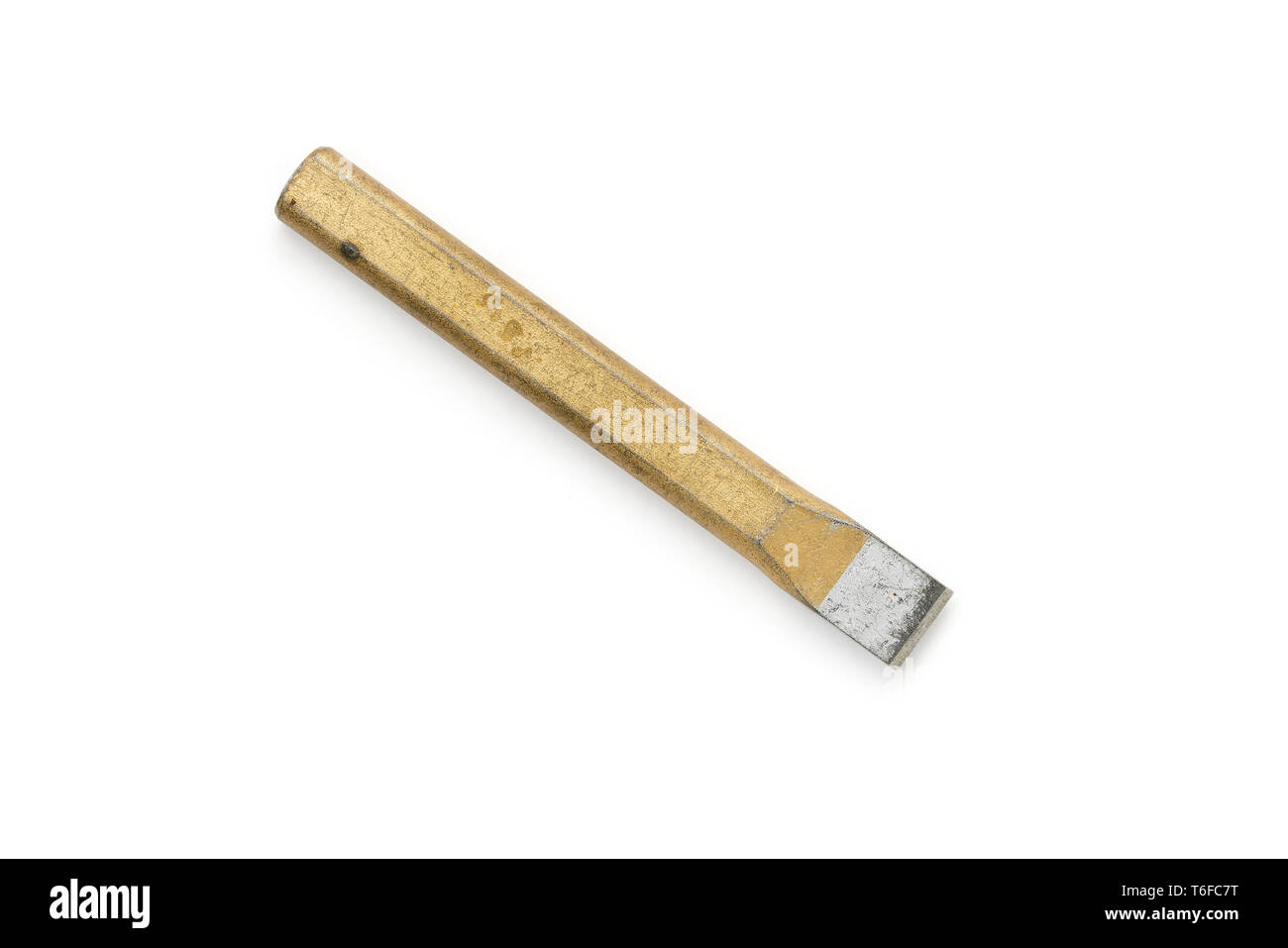 old grungy chisel for stone works, isolated on white Stock Photo - Alamy