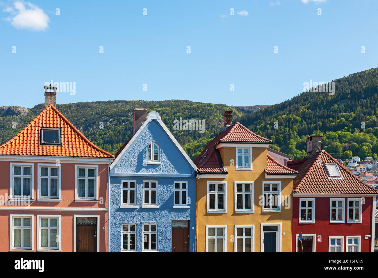 Colourful house facades in Bergen, Norway Stock Photo - Alamy
