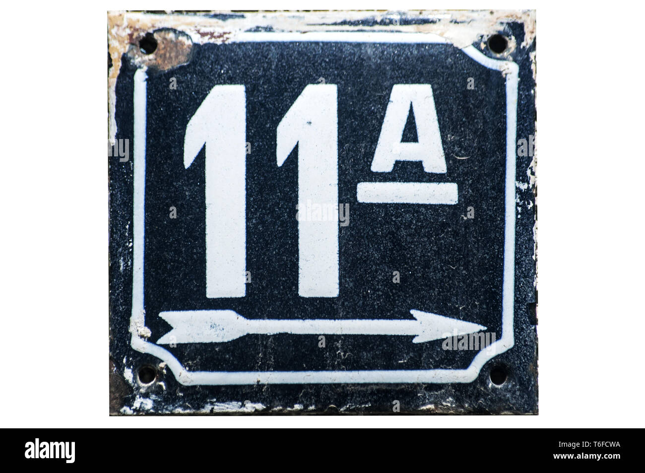Weathered enameled plate number 11 Stock Photo - Alamy