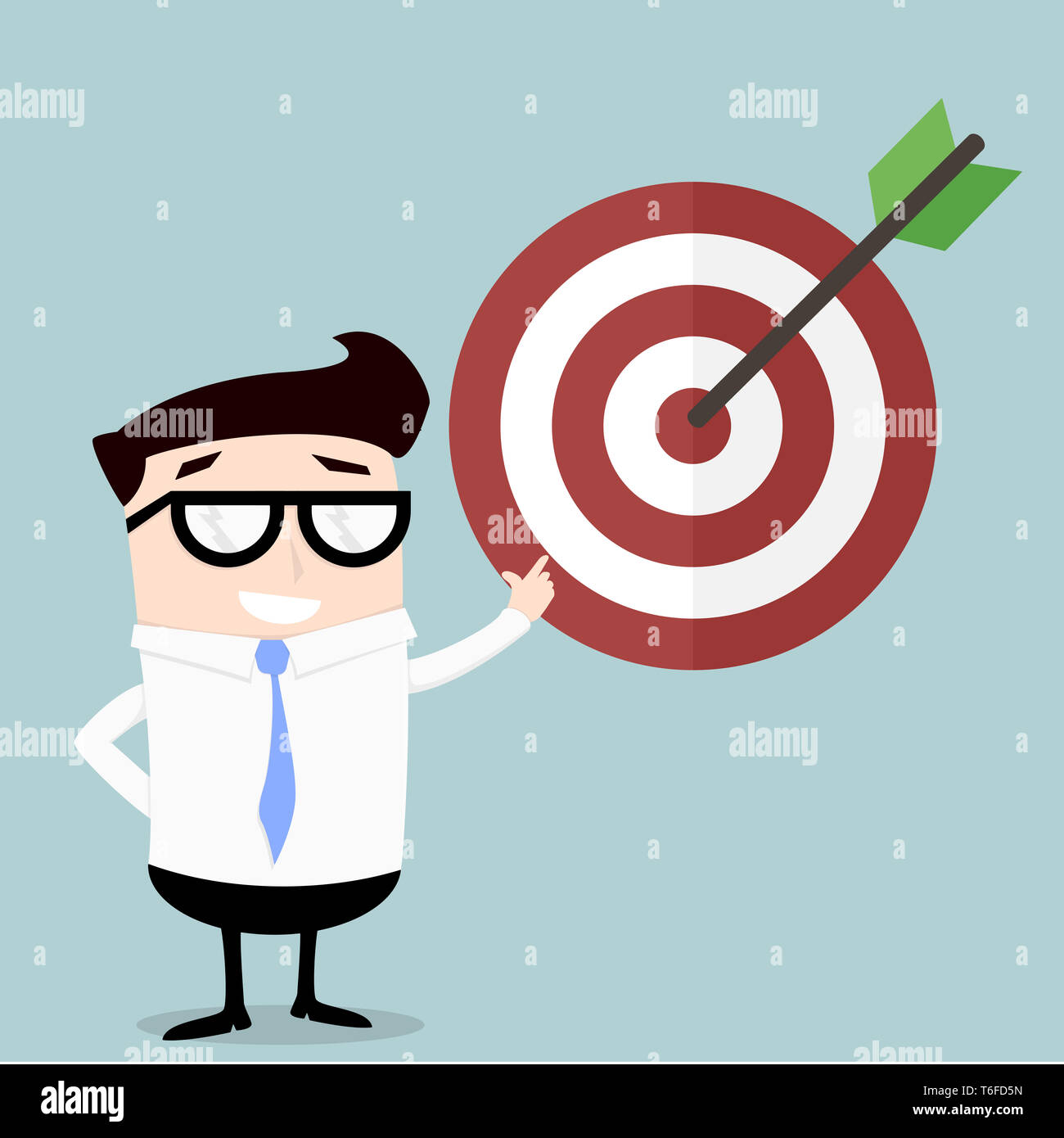 Businessman pointing to target Stock Photo - Alamy