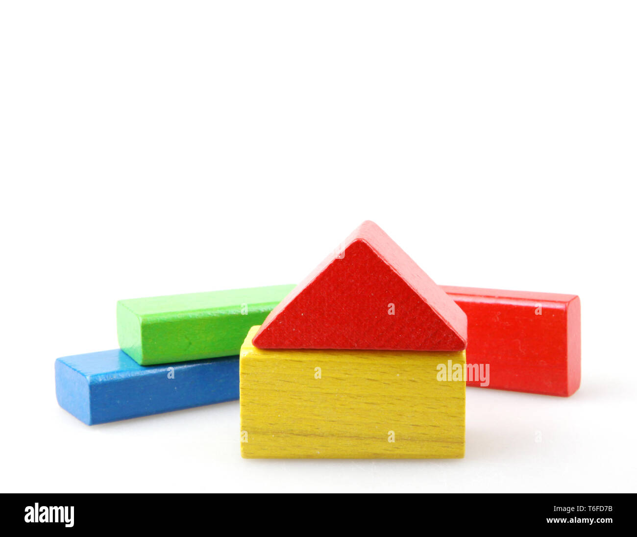Wooden building blocks isolated on white background Stock Photo - Alamy
