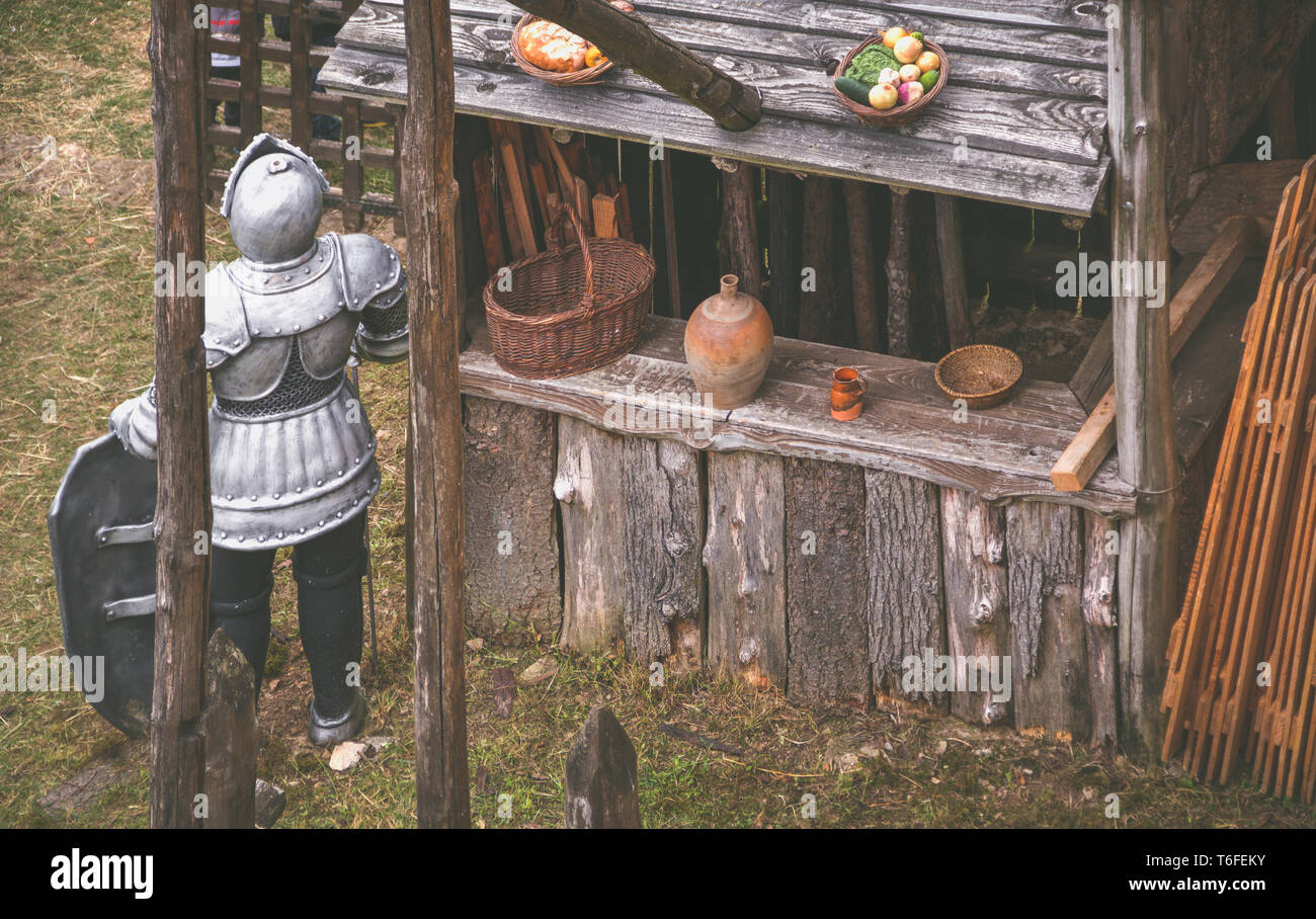 Knight in a wood shop in a castle Stock Photo - Alamy