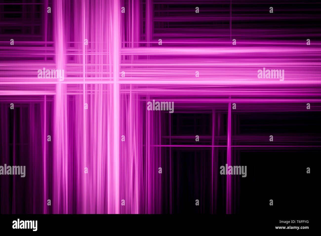 Abstract rainbow neon glowing crossing lines pattern. Dark background of colorful neon glowing ...