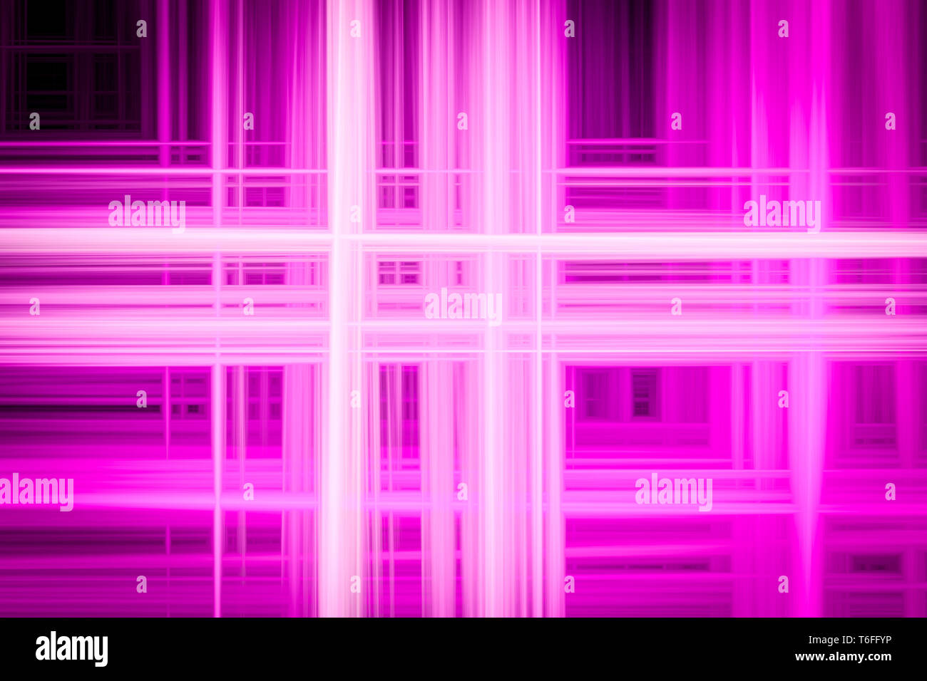 Abstract rainbow neon glowing crossing lines pattern. Dark background of colorful neon glowing ...