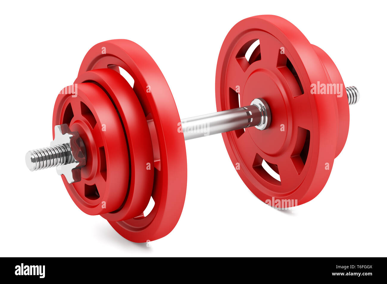 red dumbbell isolated on white background Stock Photo - Alamy