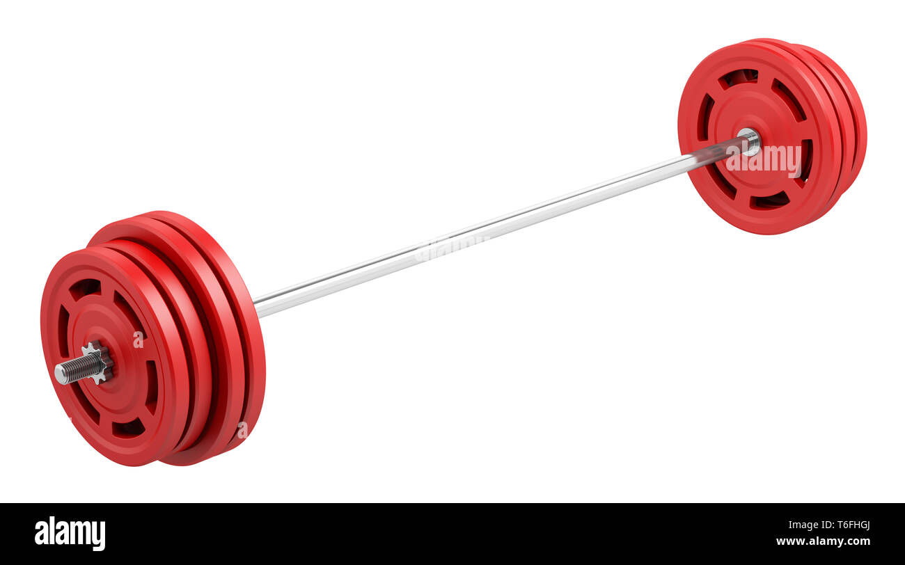 red barbell isolated on white background Stock Photo - Alamy