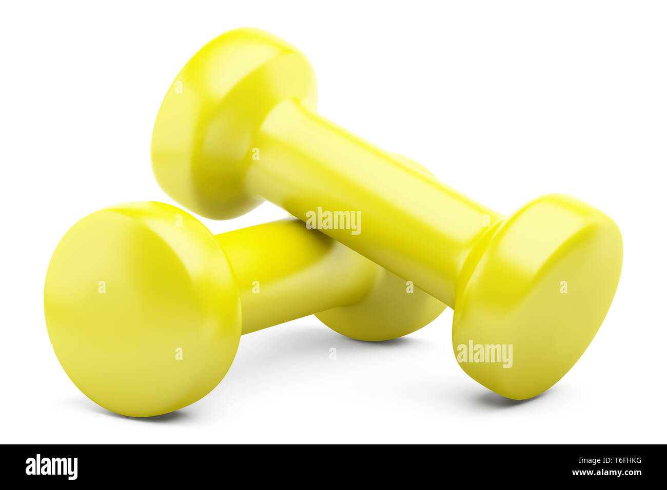 yellow dumbbells isolated on white background Stock Photo - Alamy